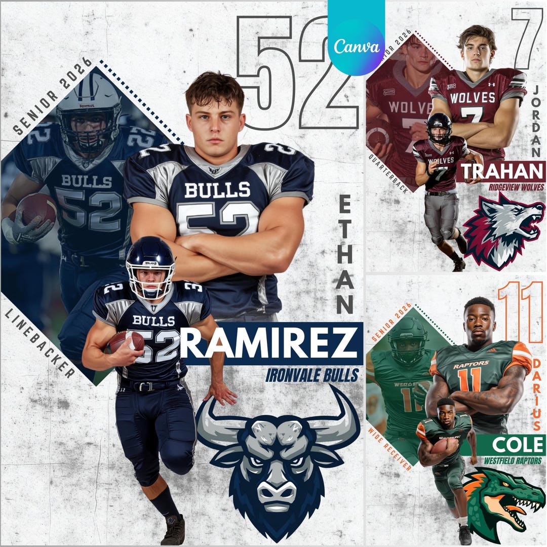 Football Senior Night Poster Template: Customizable Athlete Collage ...