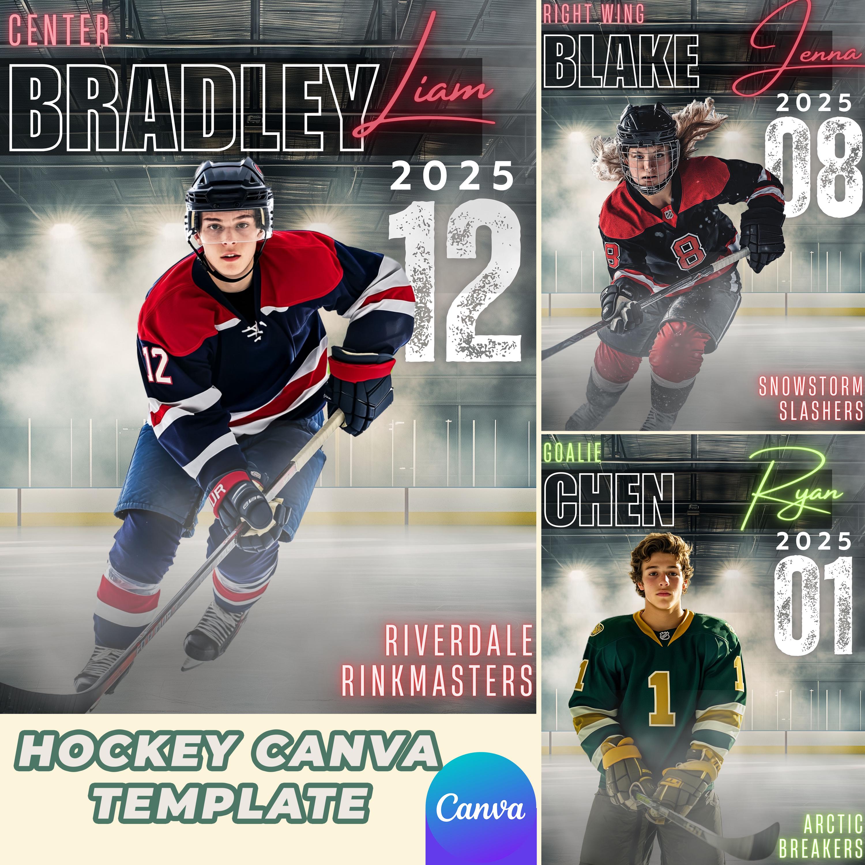 Dynamic Ice Hockey Rink Poster Canva Template | Customizable Sports ...