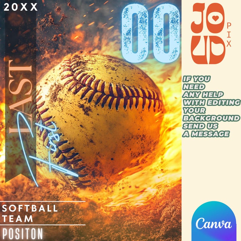 Blazing Softball Canva Template | Editable Digital Sports Poster for ...