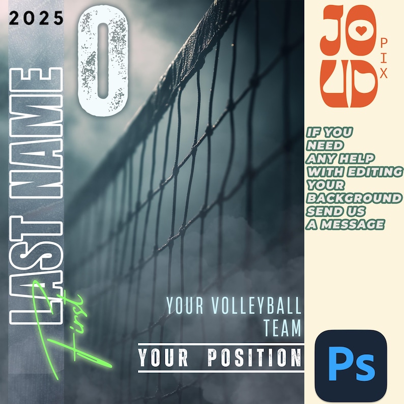 Volleyball Poster Photoshop Template: Senior Sports Banner (editable ...