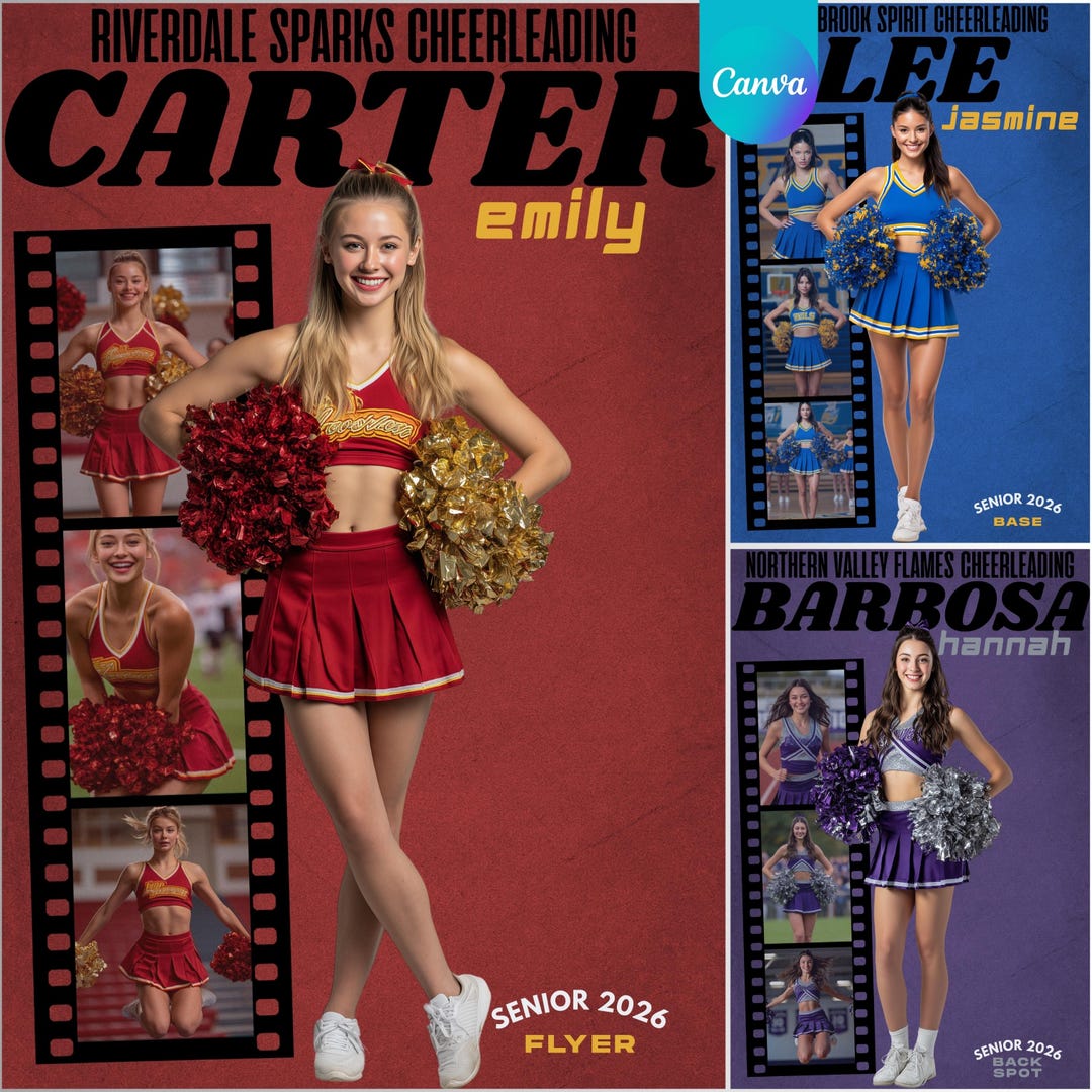 Cheerleading Senior Night Poster |editable Canva Template | Custom ...