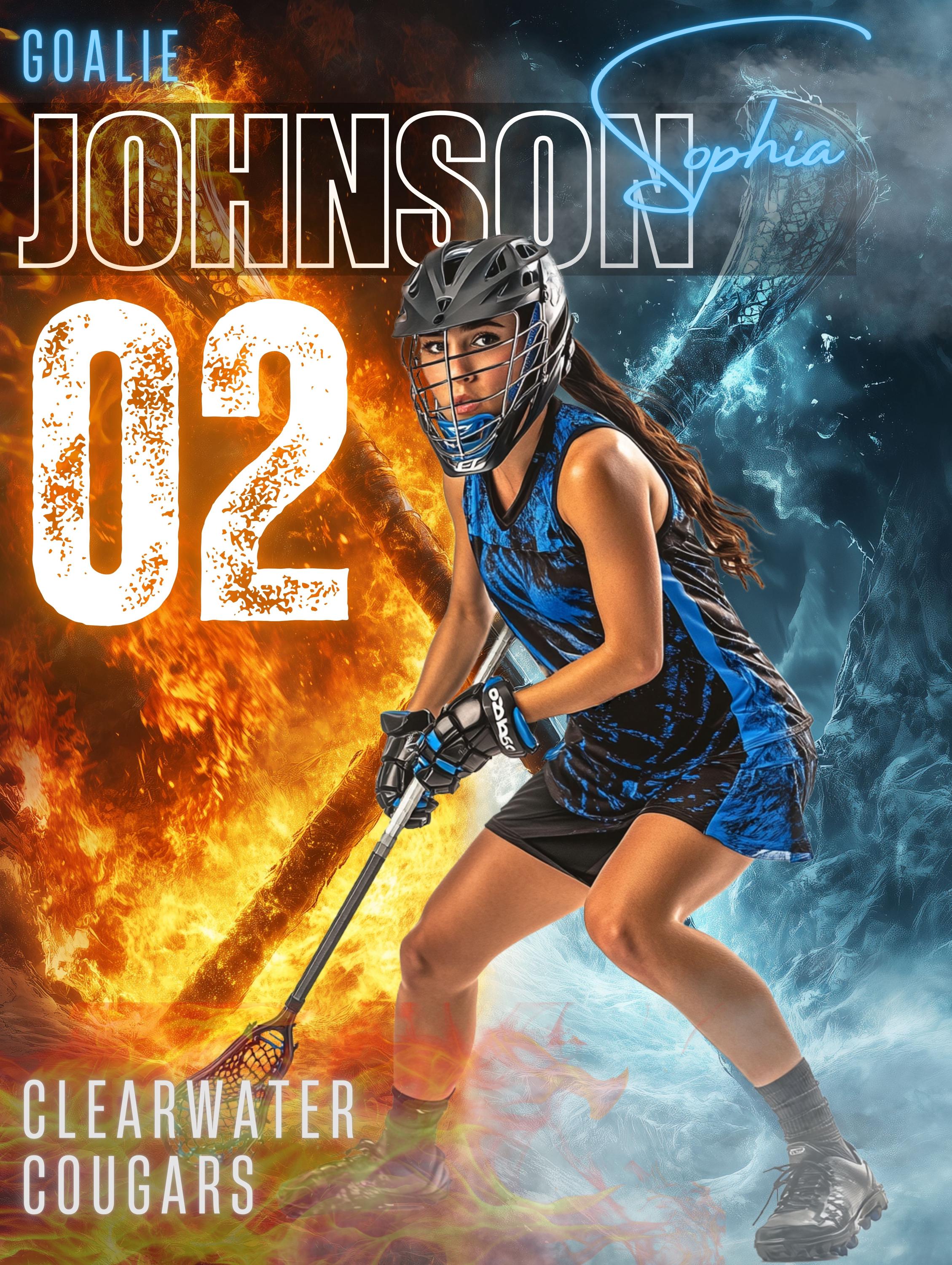 Fire and Ice Lacrosse Poster Canva Template: Senior Player Banner ...