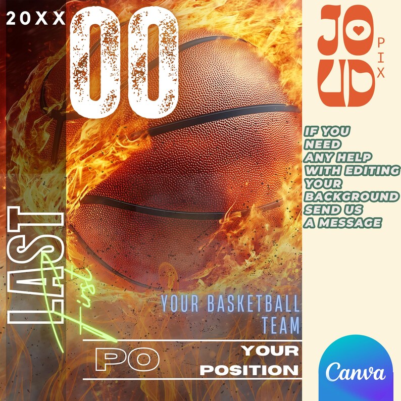 Flaming Basketball Canva Template | Senior Sports Poster | Customizable ...