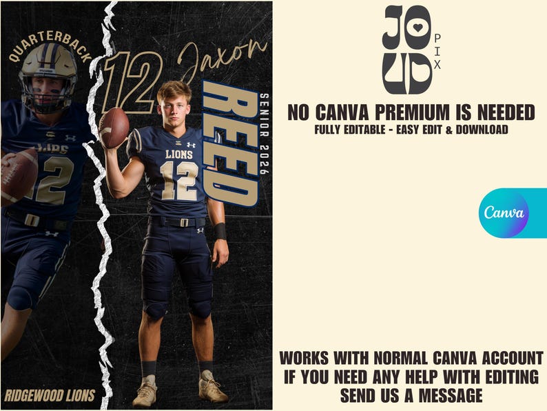 15 Canva Free Football Poster Templates Bundle + Bonus | Senior Night ...