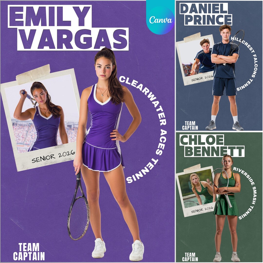 Tennis Senior Night Poster | Custom Canva Template With Collage Photo ...
