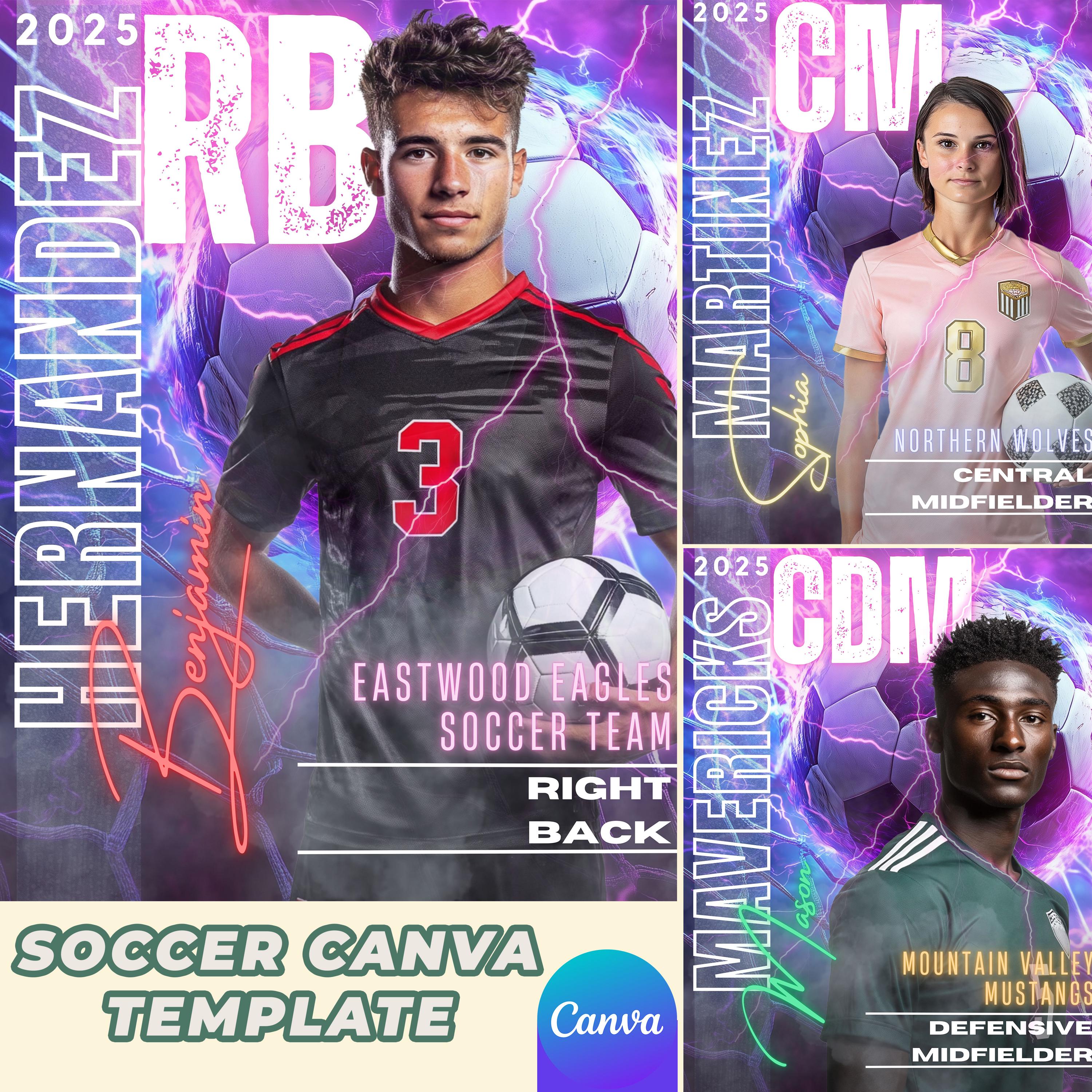 Purple Lightning Soccer Canva Template Customizable Sports Poster ...