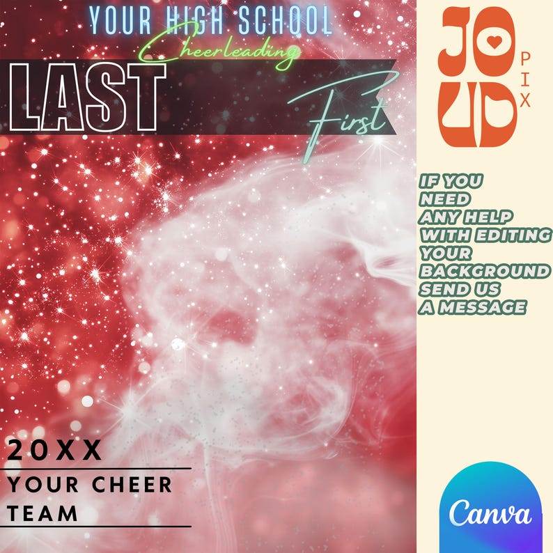 Cheerleading Canva Template | Red and White Sparkles Cheer Background ...