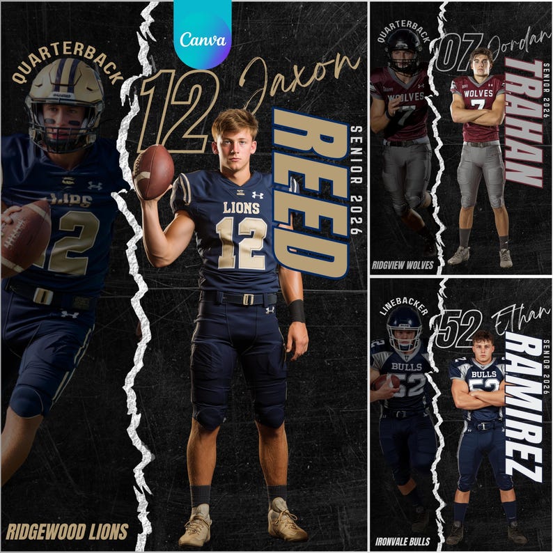 Football Senior Night Poster: Editable Canva Template (digital Download ...
