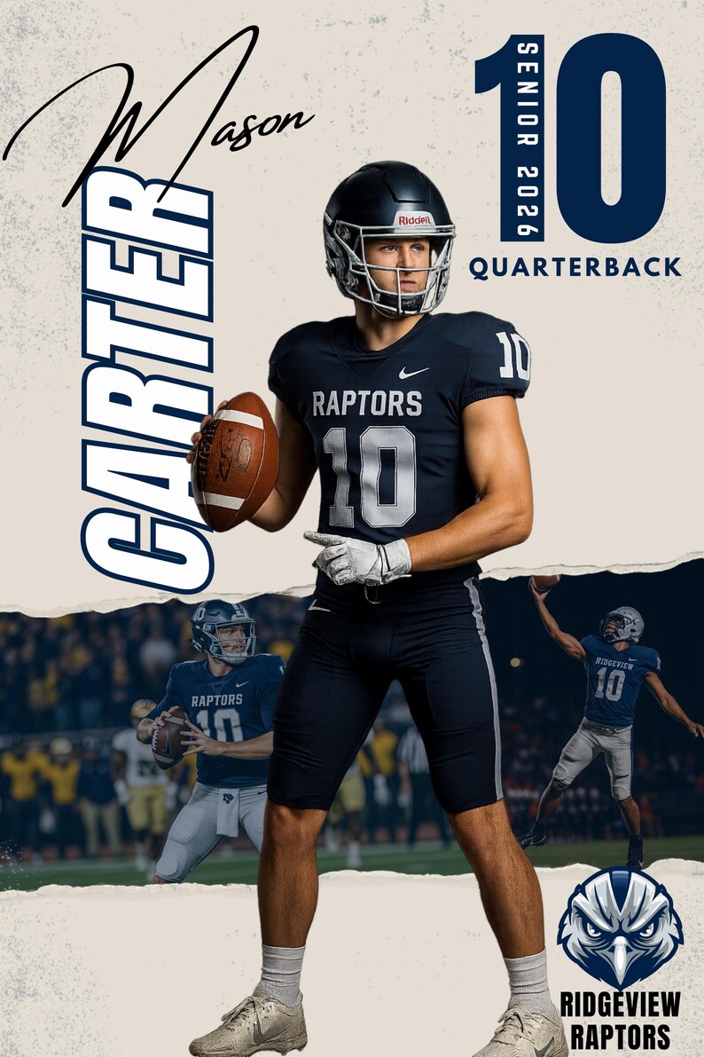 Football Poster Canva Template | Football Card Banner, Senior Night ...