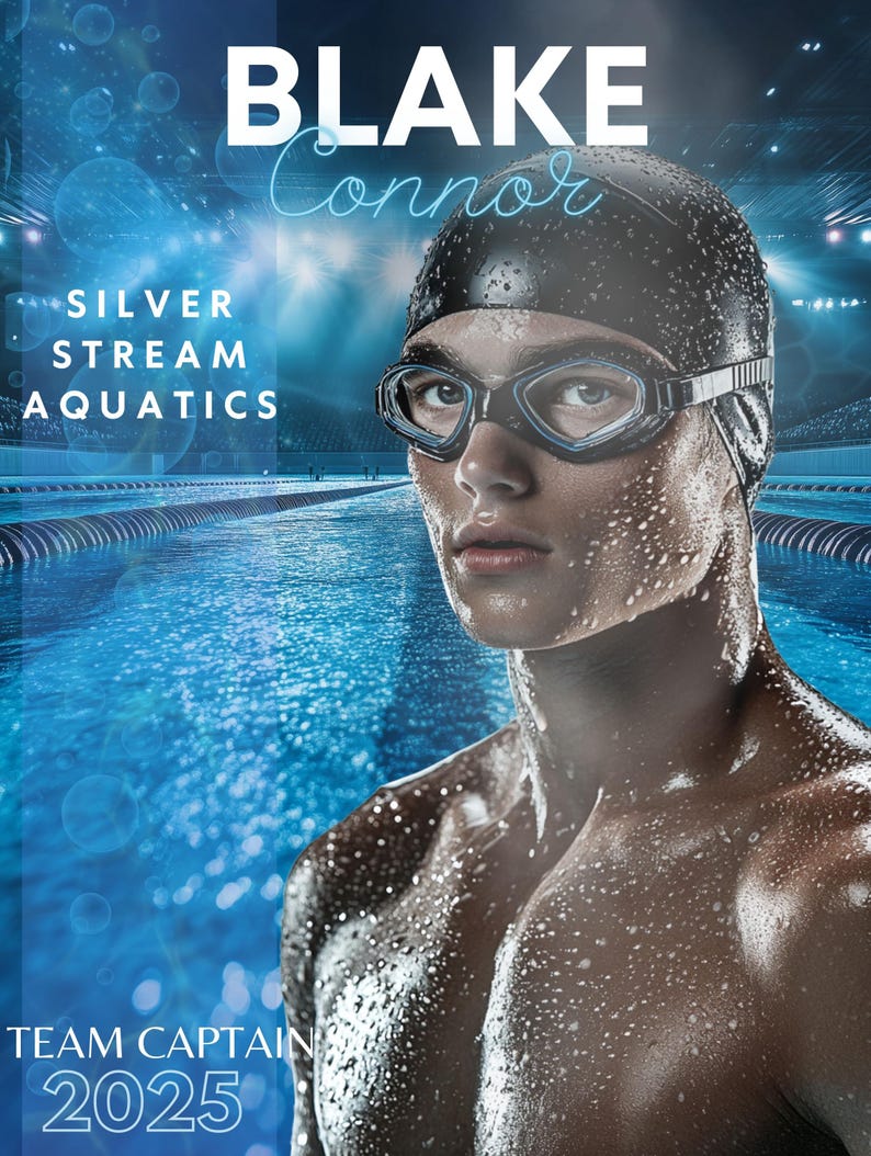 Swimming Canva Template Customizable Swimmer Background for Senior ...