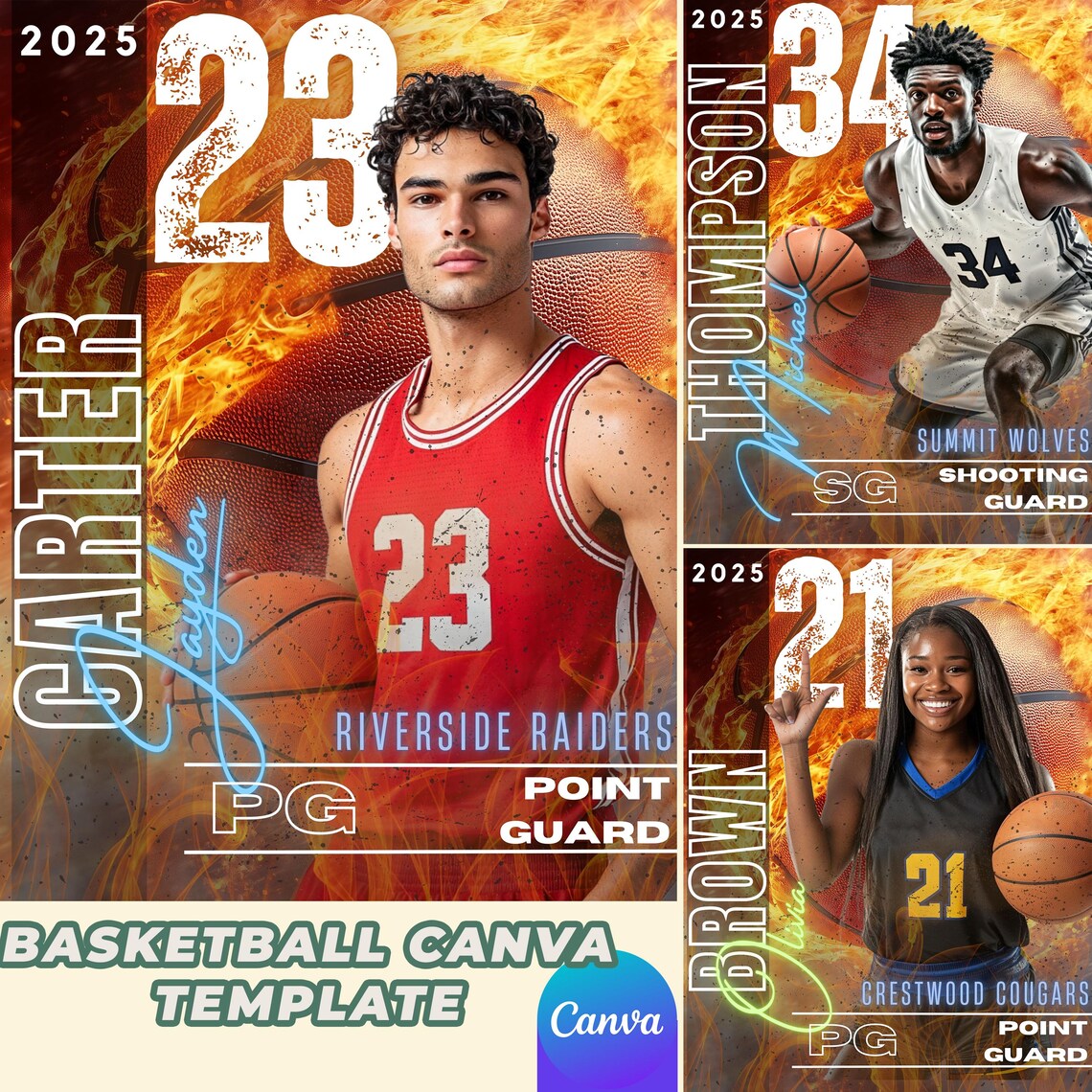 Flaming Basketball Canva Template | Senior Sports Poster | Customizable ...