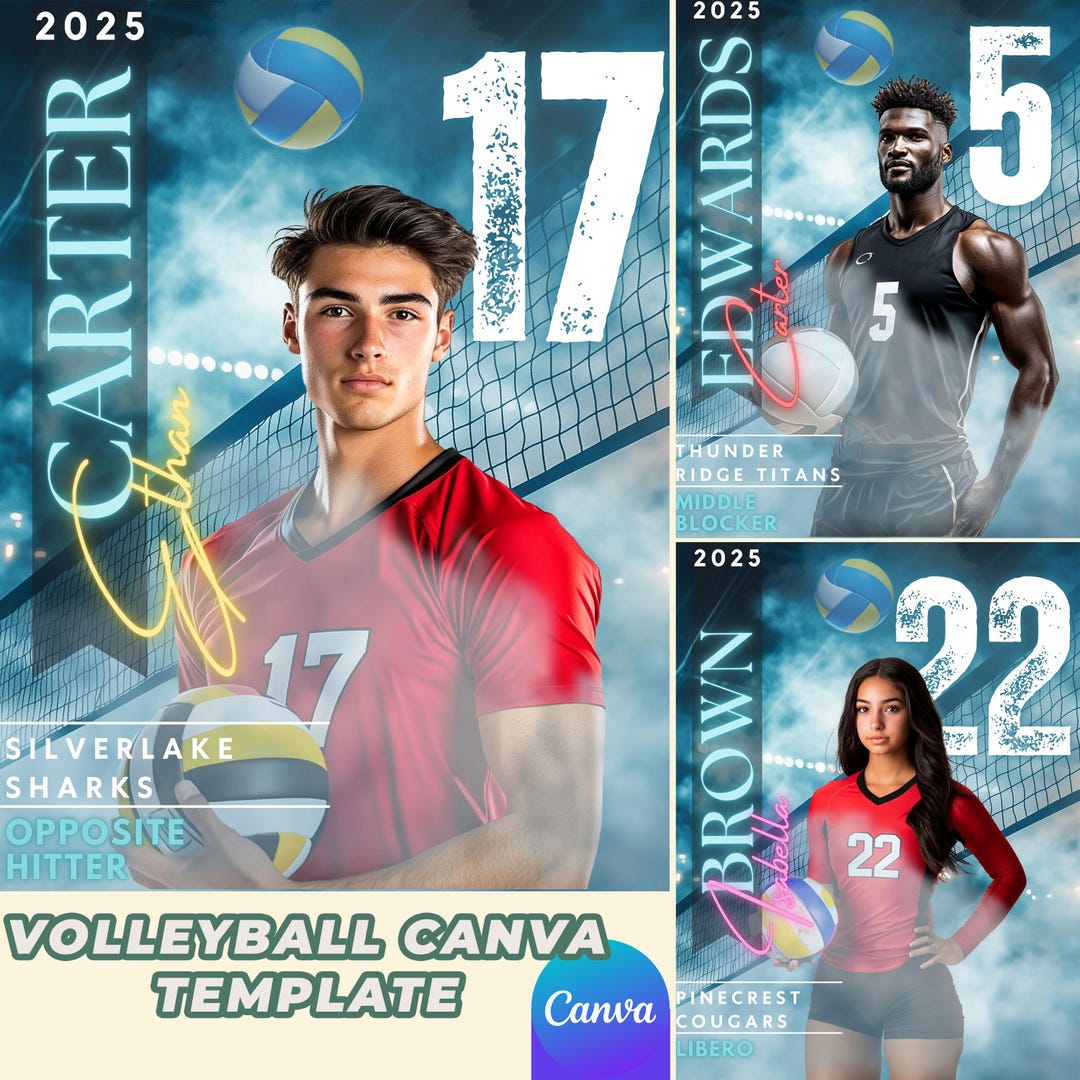 Volleyball Poster Canva Template | Senior Sports Design | Custom ...