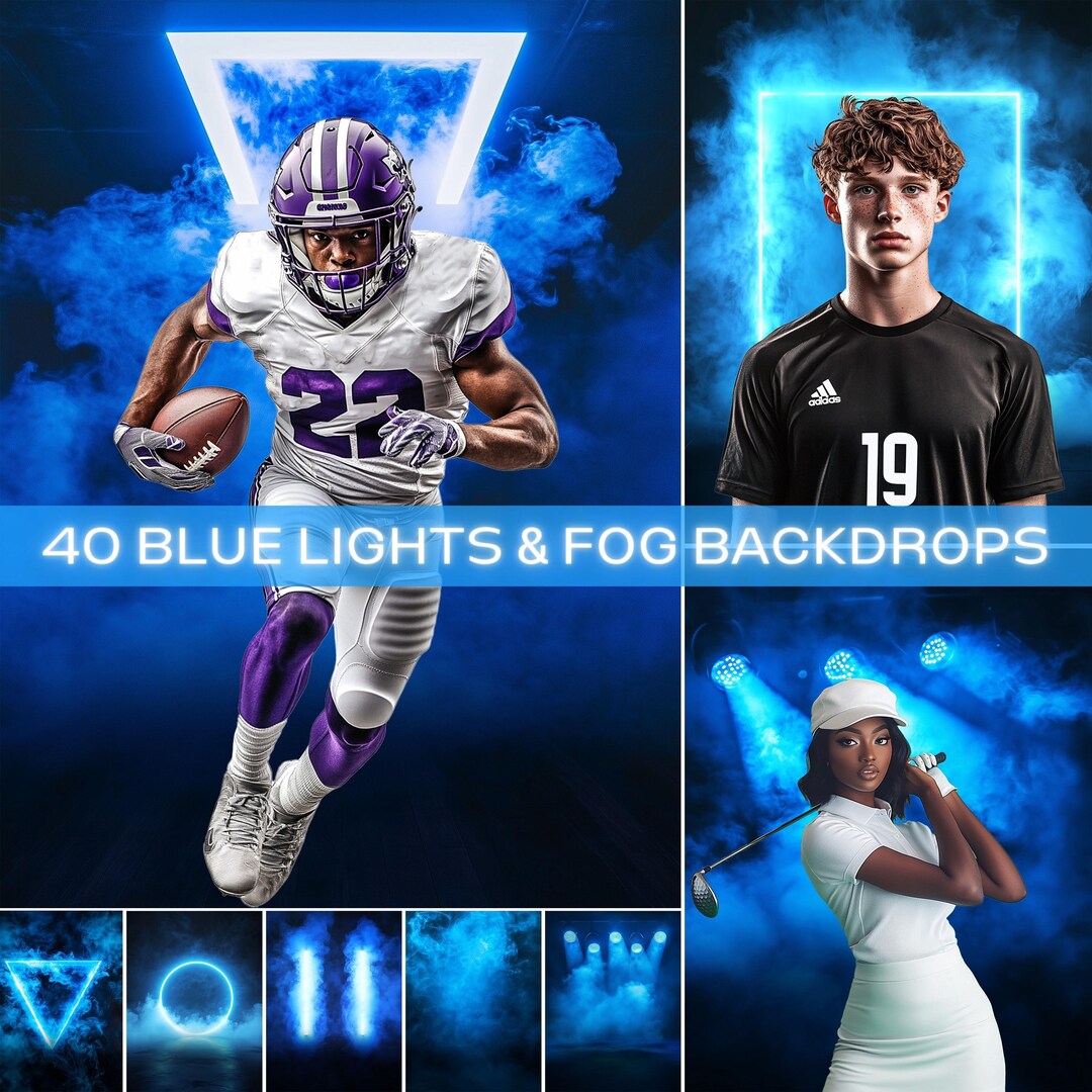40 Blue Fog and Light Digital Backgrounds | Perfect for Sports Posters ...