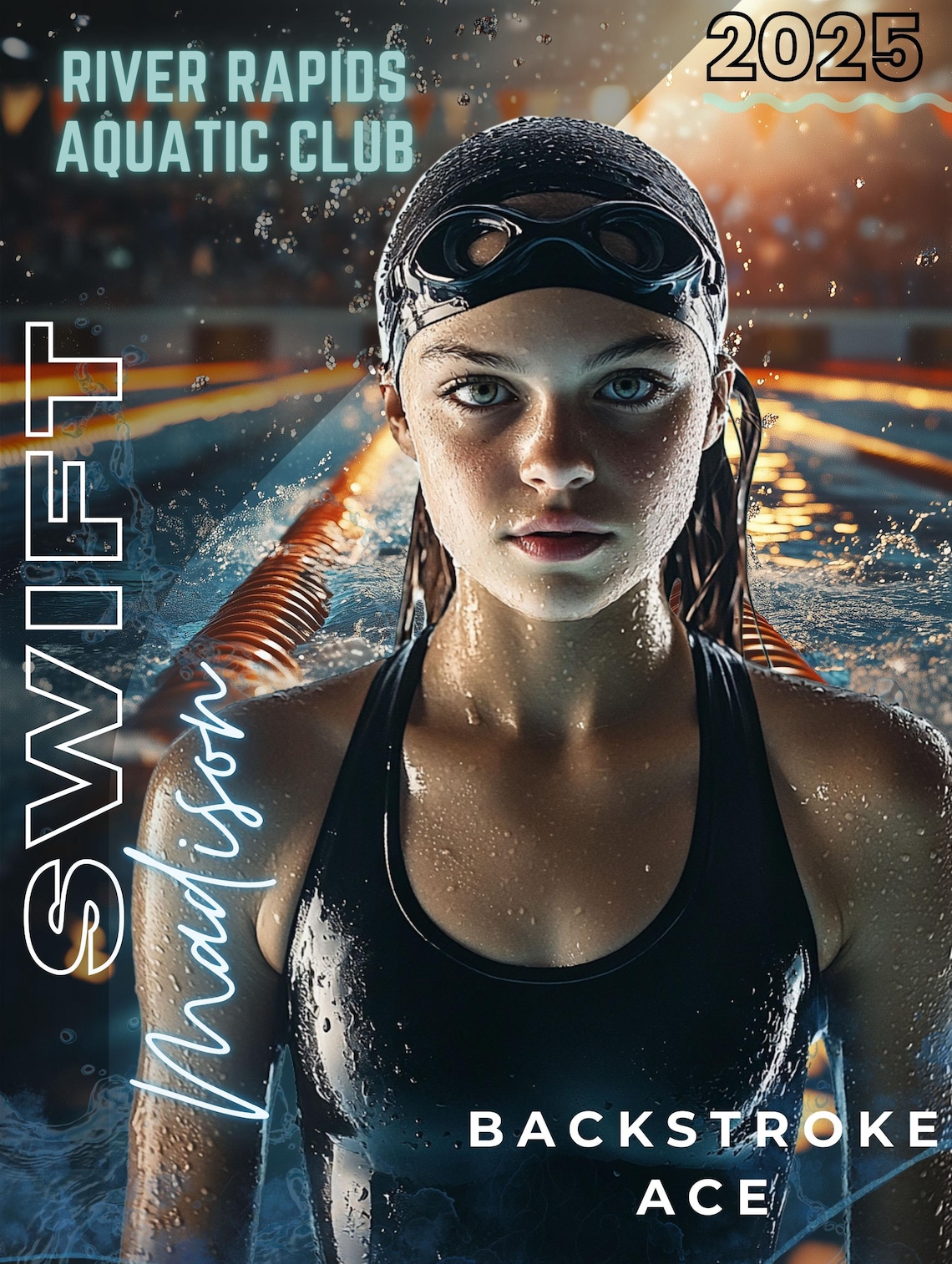 Swimming Poster Canva Template: Senior Swimmer Banner, Sports Card - Etsy