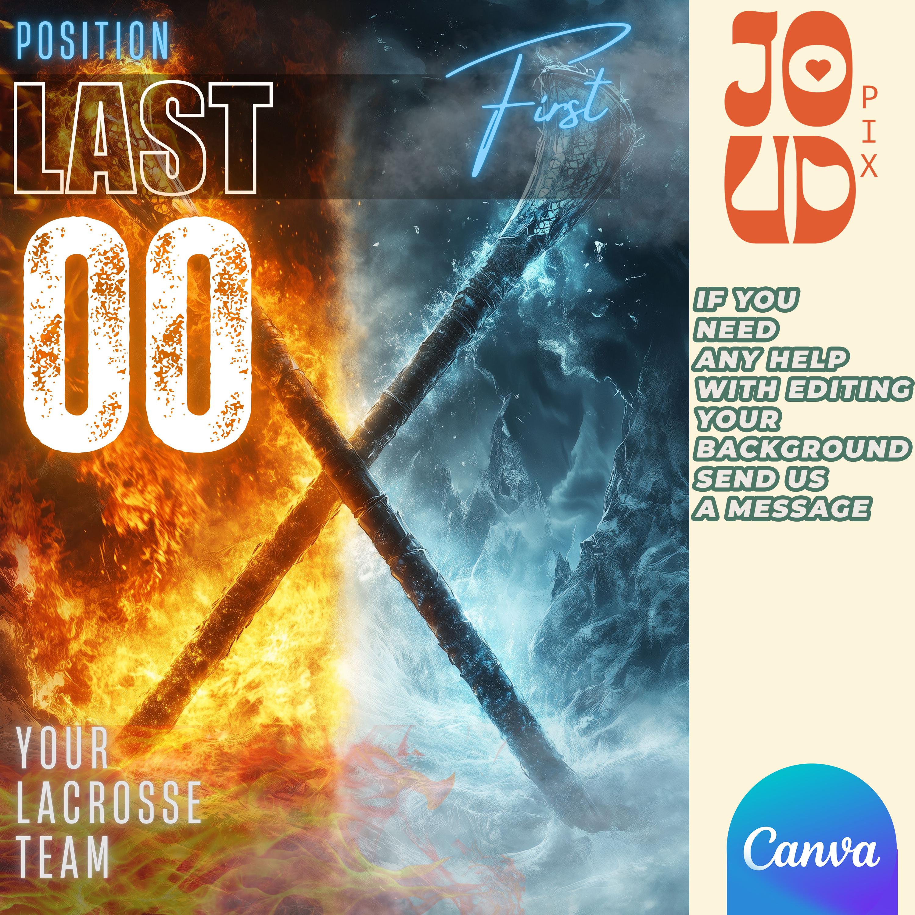 Fire and Ice Lacrosse Poster Canva Template: Senior Player Banner ...