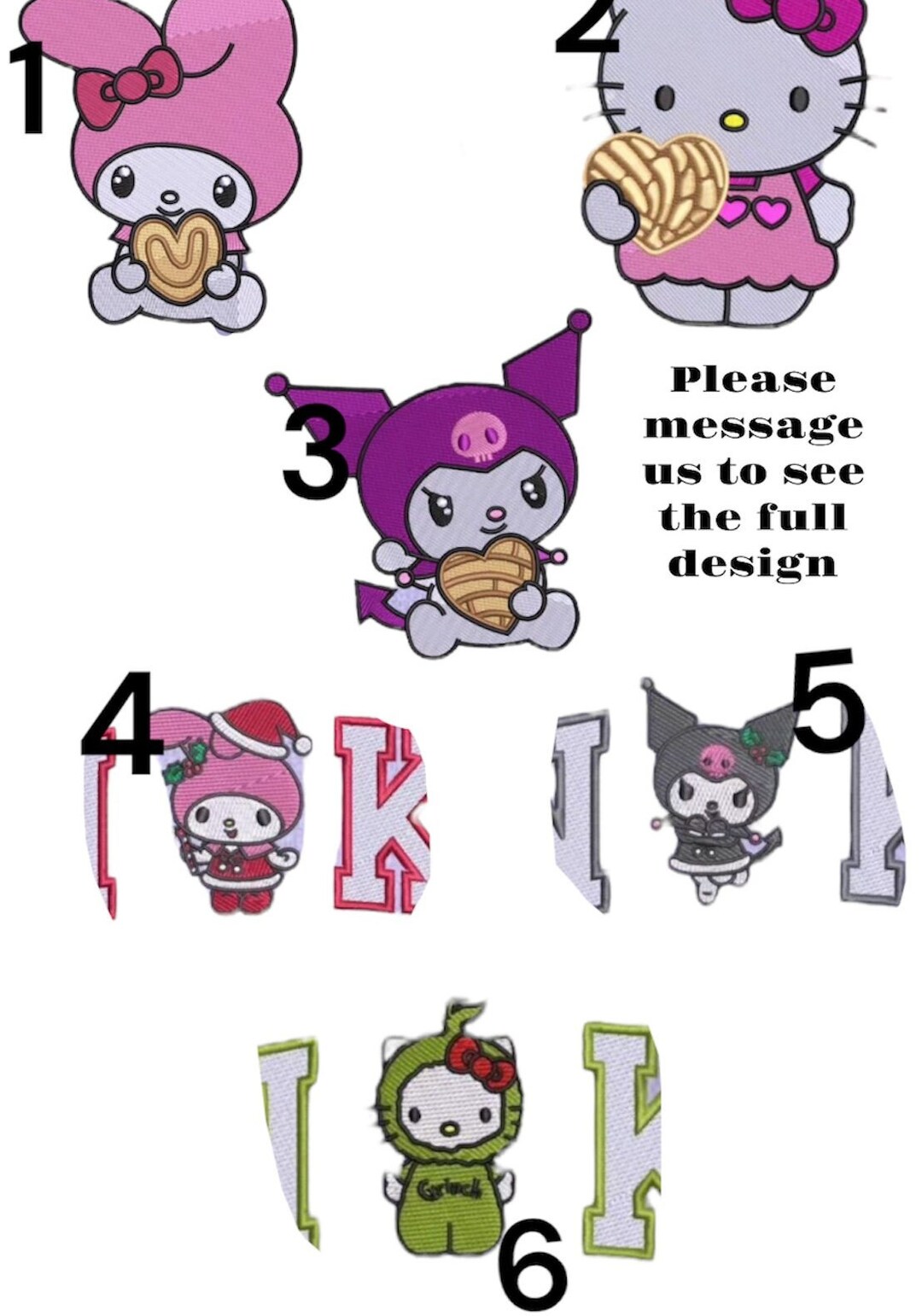 LIMITED Sanrio Embroidered Sweater/hello Kitty Designs/fans/kuromi Evil ...