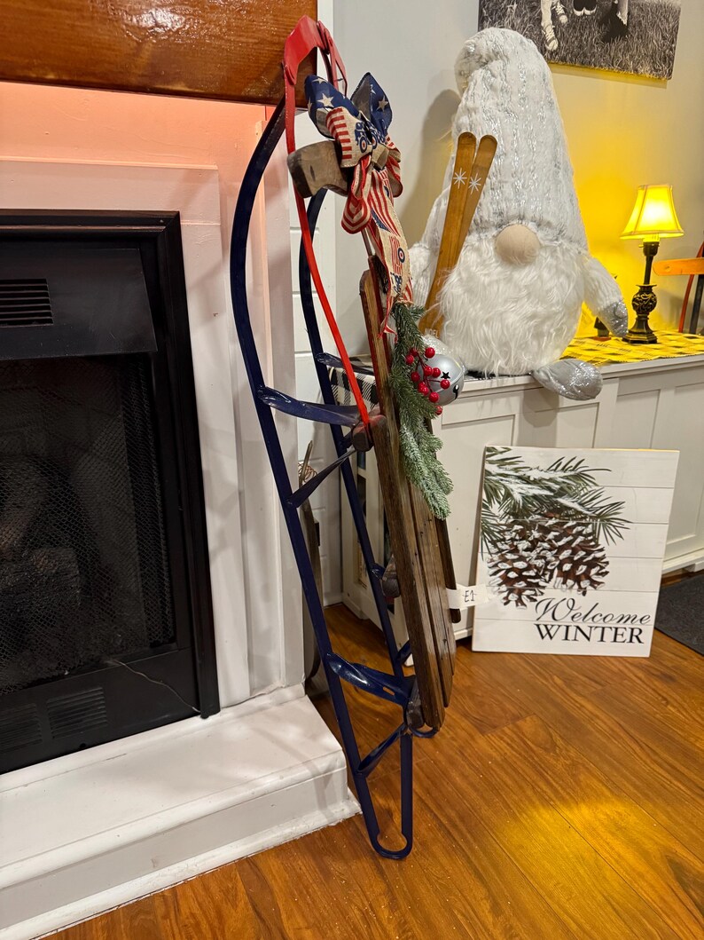 Patriotic Vintage Sled Reclaimed From Barns of Bucks County Pa. Rail ...