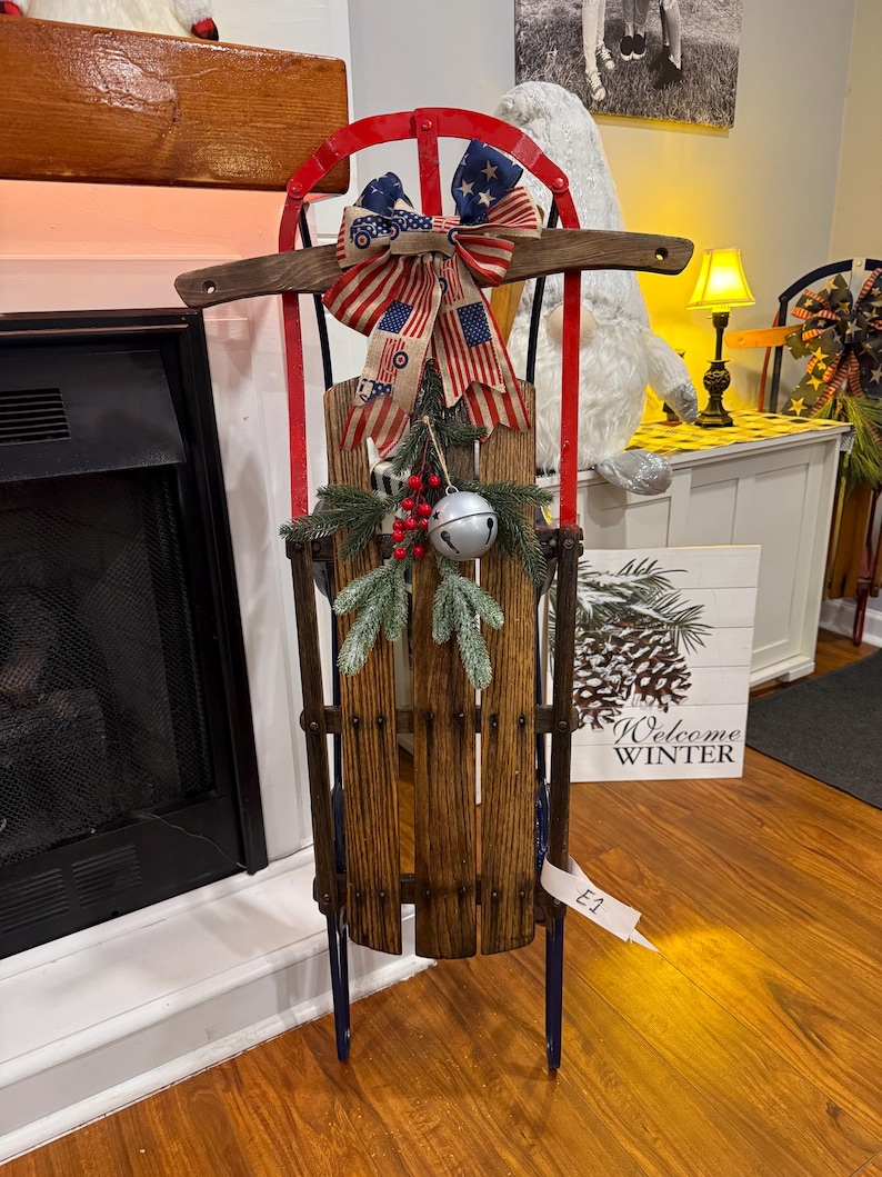 Patriotic Vintage Sled Reclaimed From Barns of Bucks County Pa. Rail ...