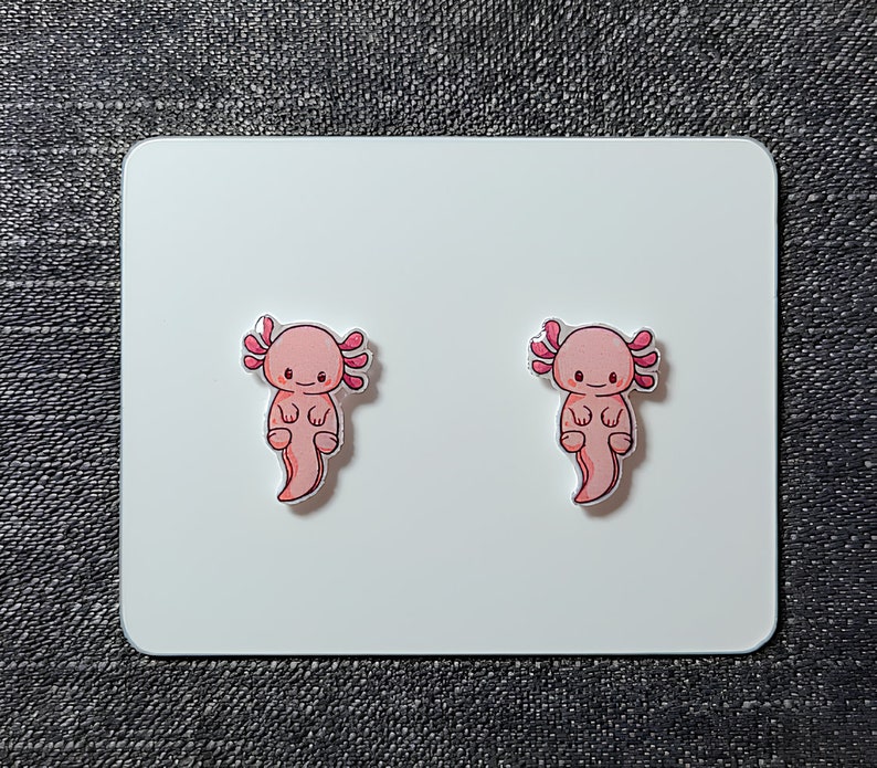 Pink Axolotl Stud Earrings,kawaii Axolotl Salamander Jewelry Gift for ...