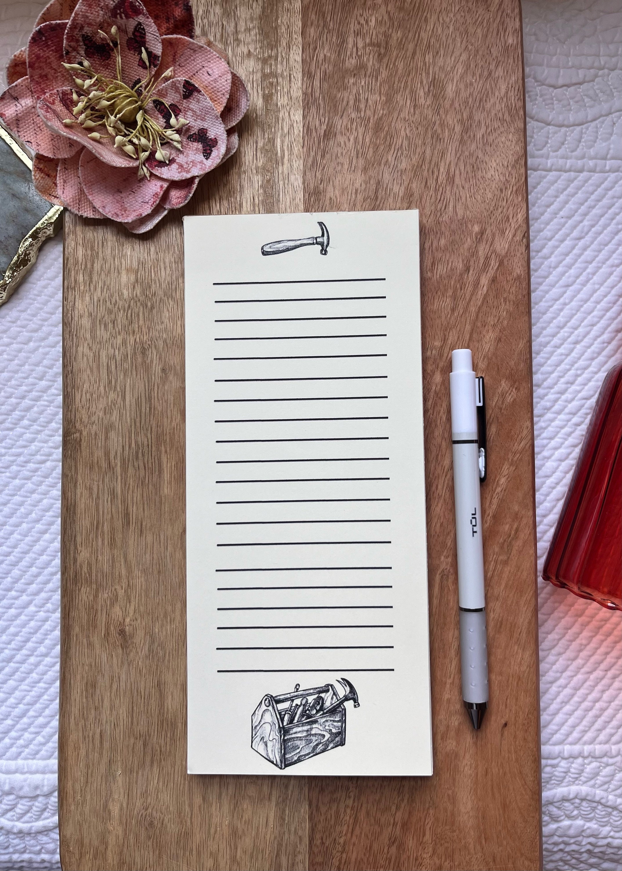 Handmade Tear-off Notepad. Pictures a Manly Toolbox, Gifts for Dad ...