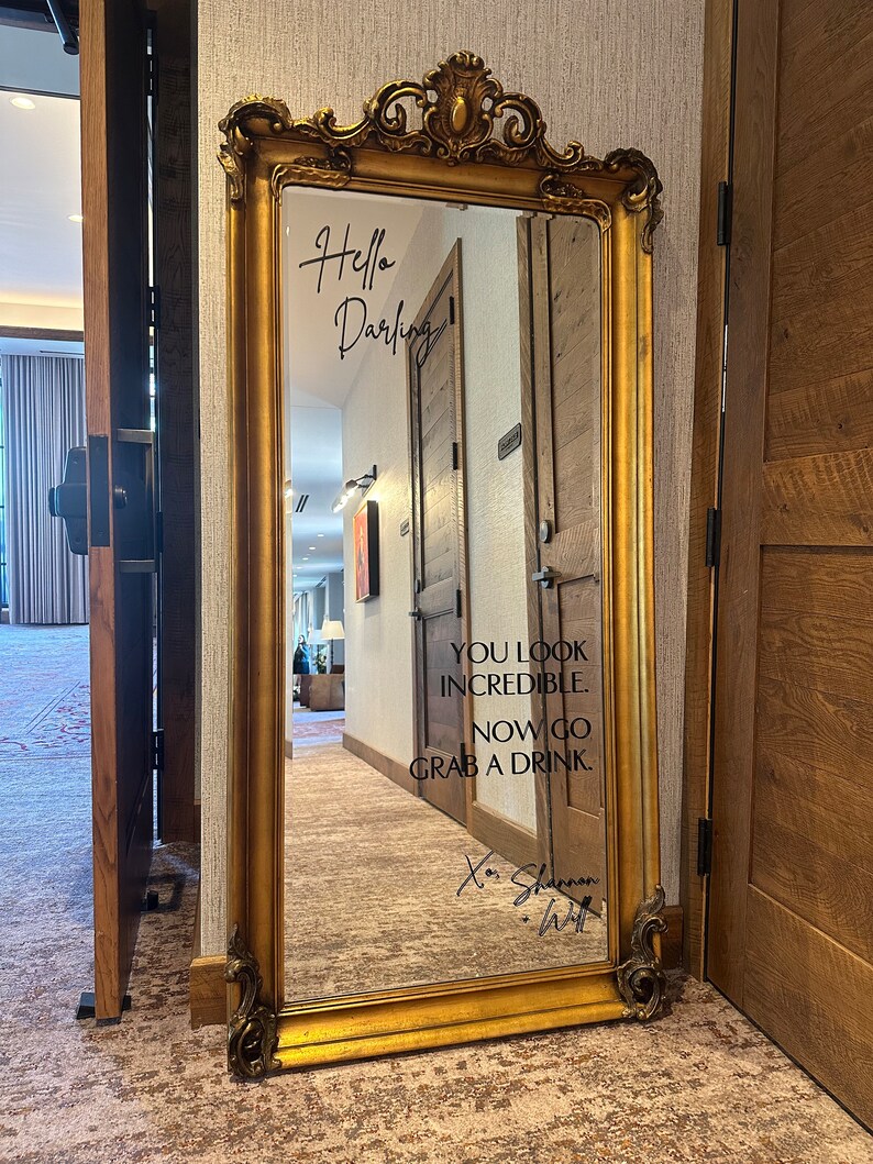 Hello Darling You Look Incredible Wedding Mirror Decal - Etsy