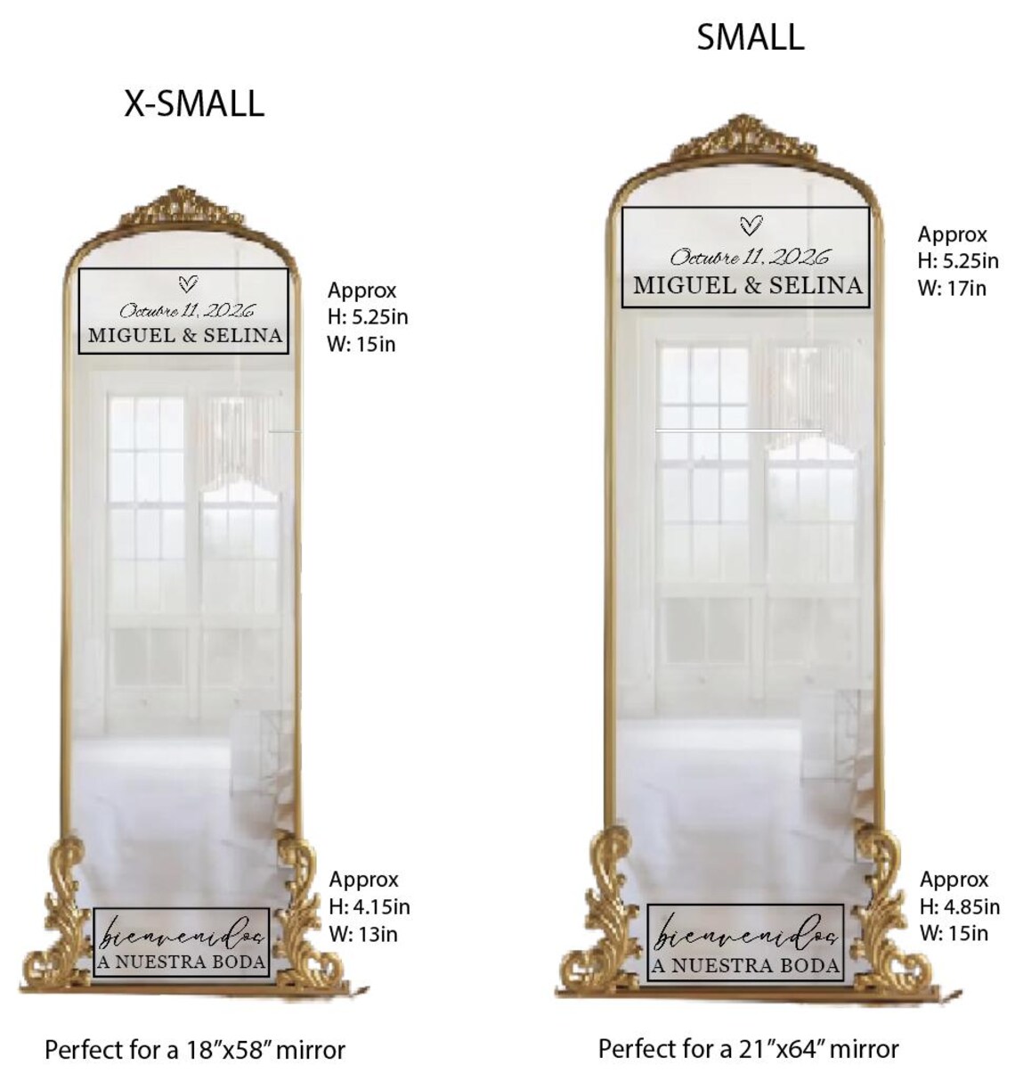 Bienvenidos a Nuestra Boda Wedding Mirror Decal. Spanish Bilingual ...
