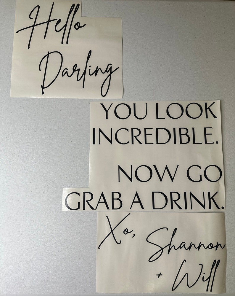 Hello Darling You Look Incredible Wedding Mirror Decal - Etsy