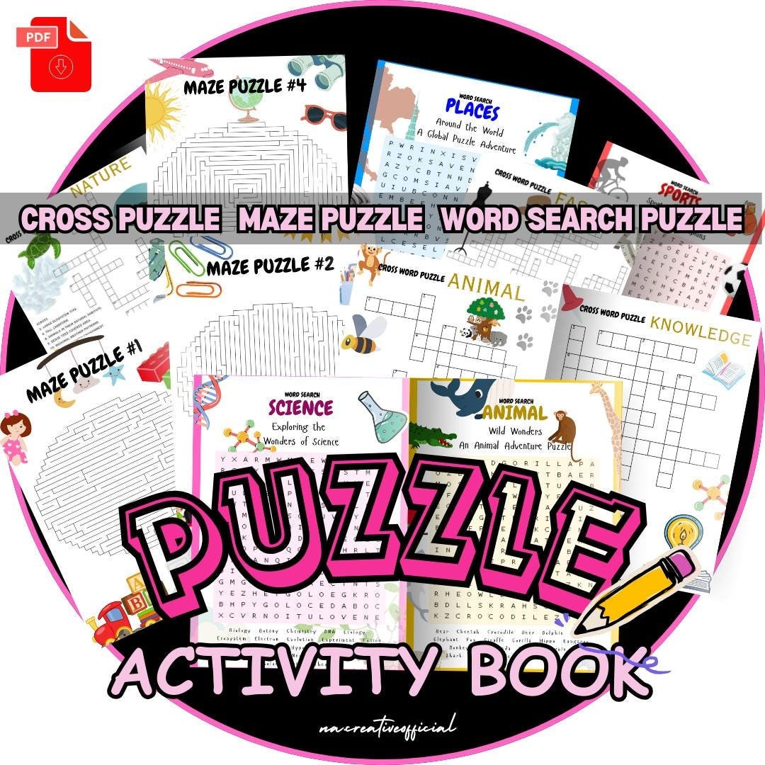 Crossword, Maze and Word Search Puzzle Bundle | Printable Brain Games ...