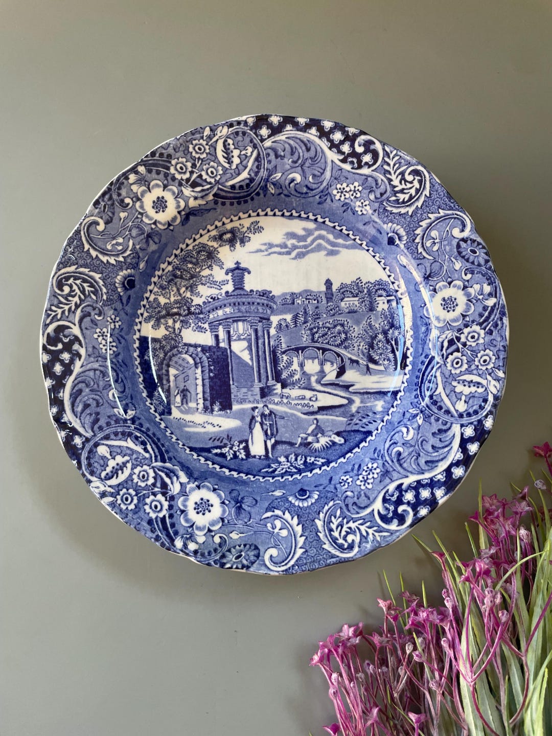 Antique 1930s W.r.midwinter Porcelain Plate / Soup Bowl / LANDSCAPE ...