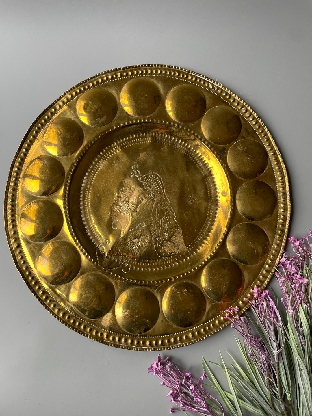 Large Vintage Brass Wall Plaque / Wall Display Plate / Hand Made / Home ...