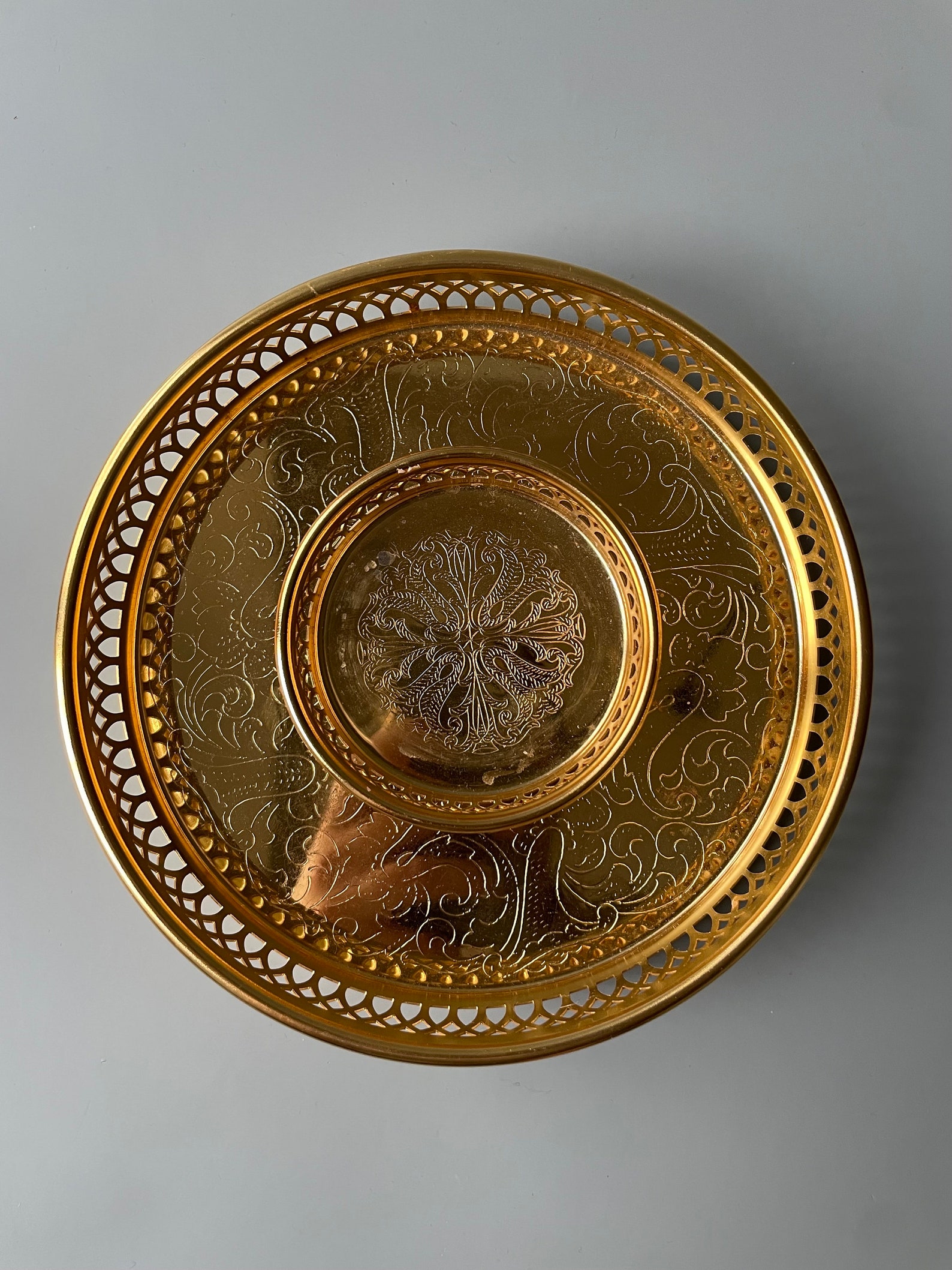 Set of 2 Vintage Swedish Scandia Serving Trays / Gold Plated / Ornate ...