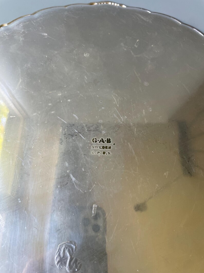Vintage Swedish GAB Serving Tray / Silver Plated / Decorative ...
