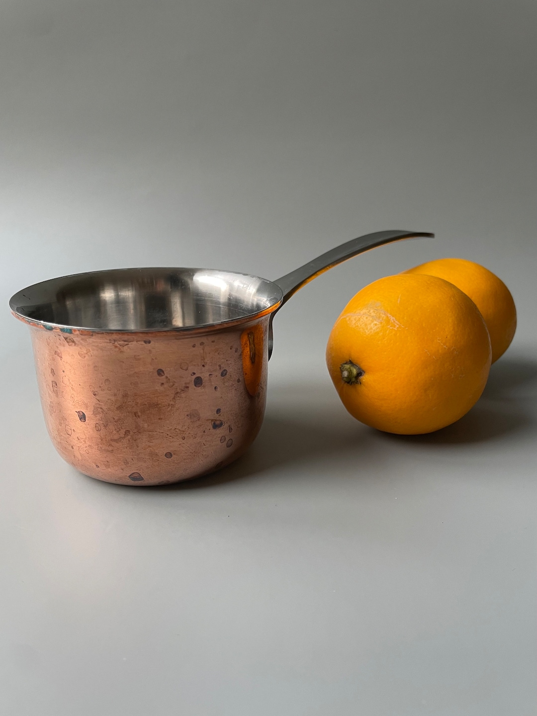 Small Vintage Copper Pot / Brass Handle / Sautè Pan / Bowl / Vintage ...