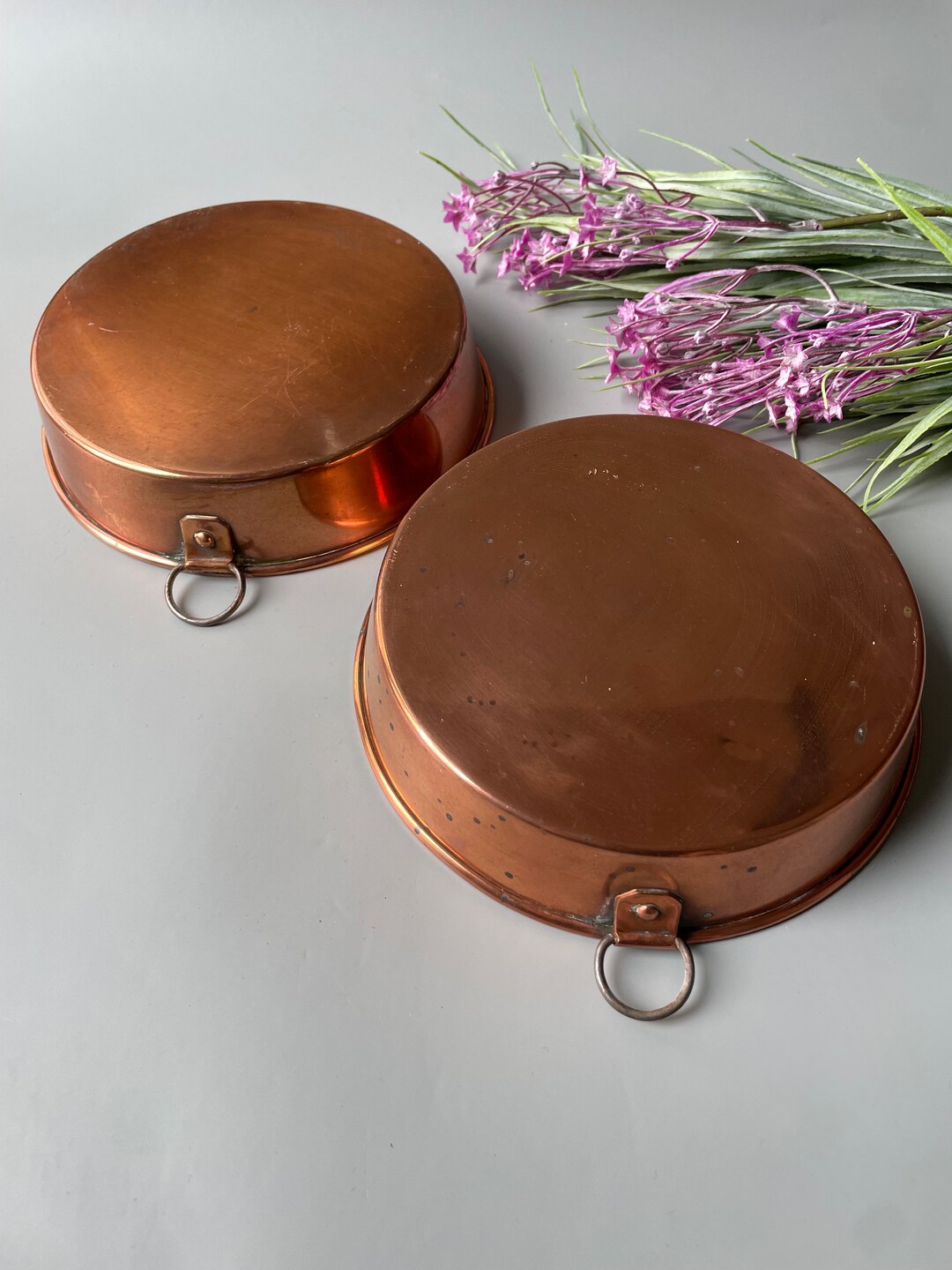 Set of 2 Vintage Rustic Copper Molds With Hooks / Vintage Copperware ...