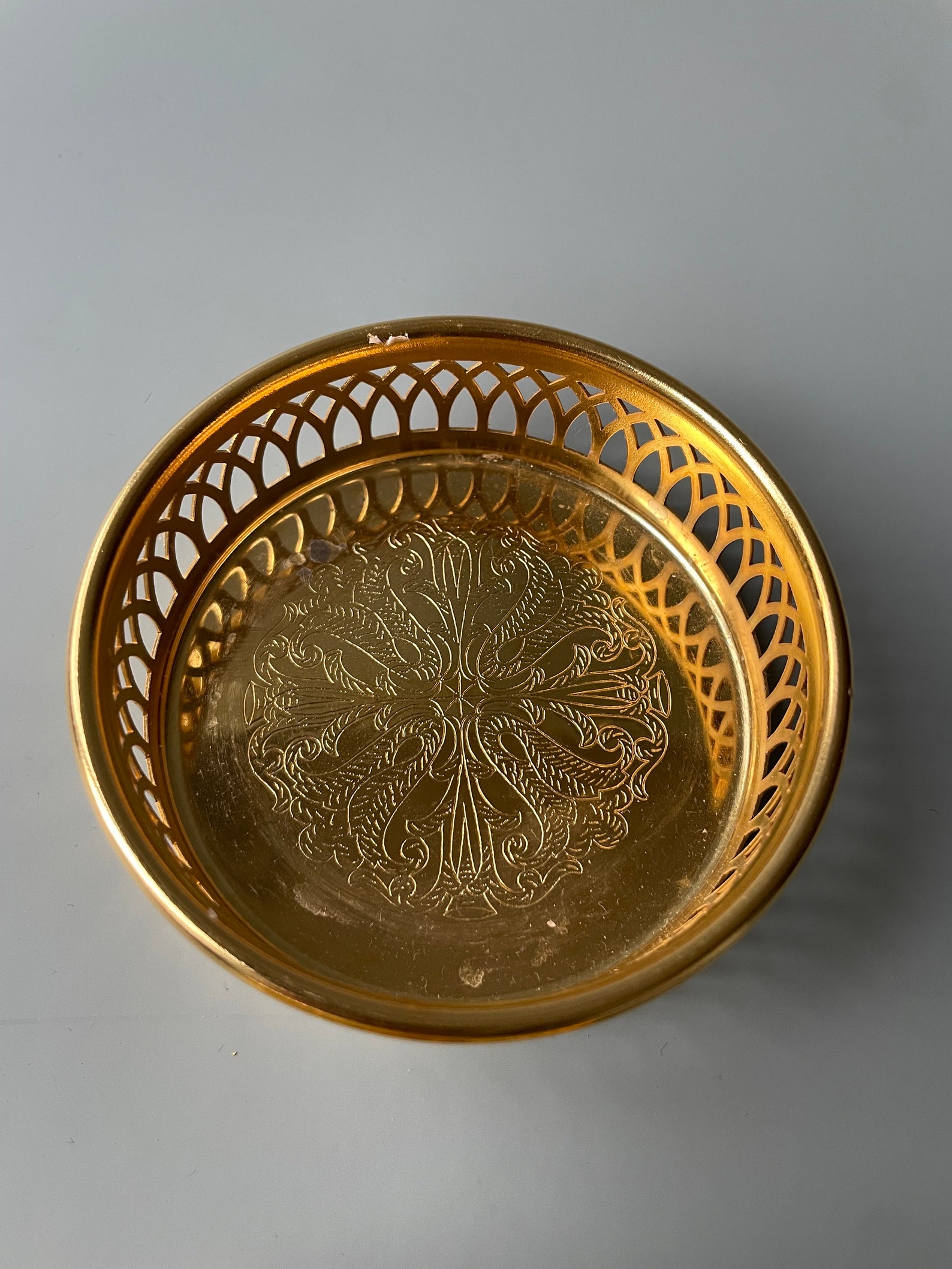 Set of 2 Vintage Swedish Scandia Serving Trays / Gold Plated / Ornate ...