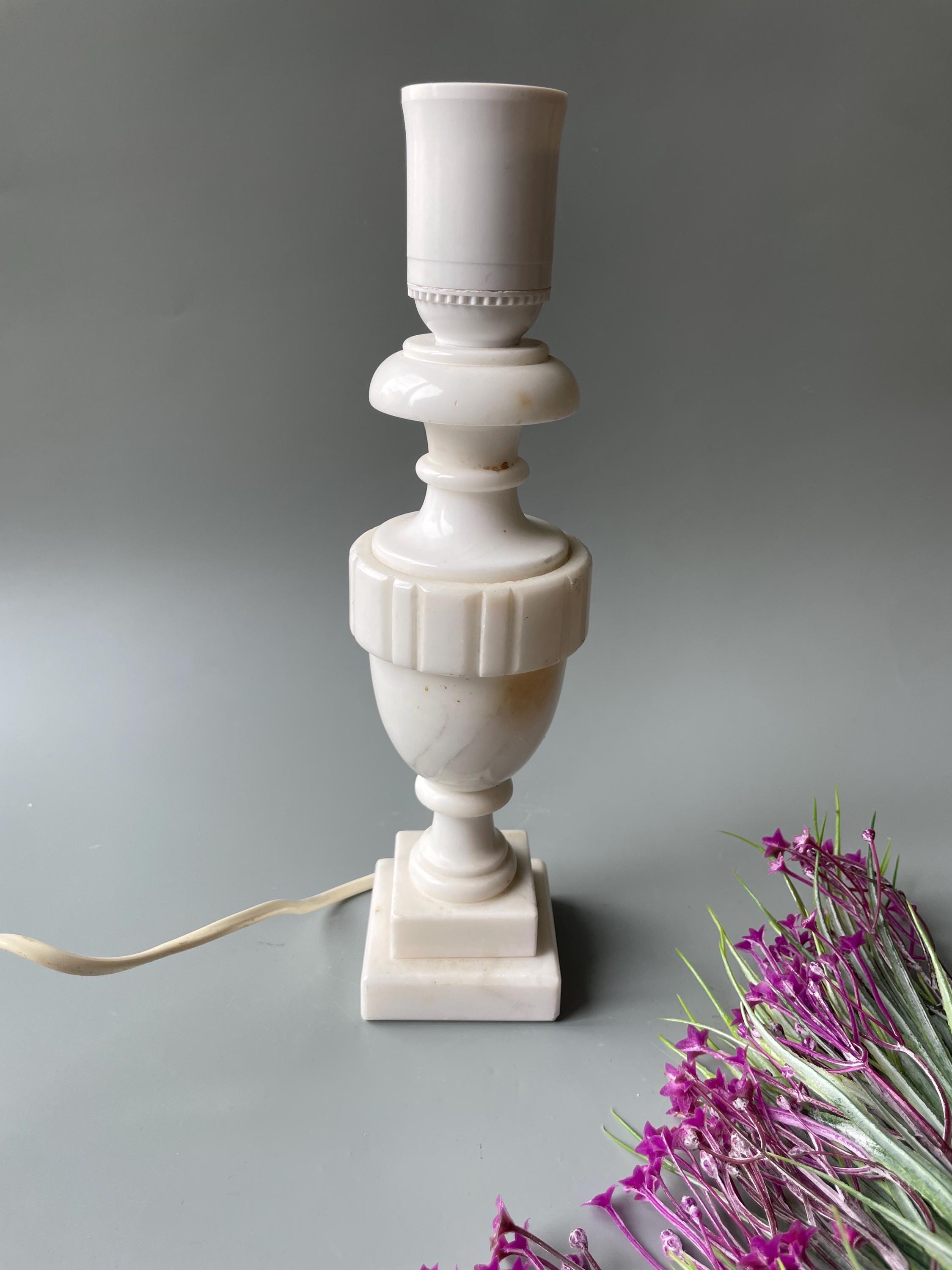 Vintage Alabaster Stone Table Lamp, Made in Italy, European Lighting ...