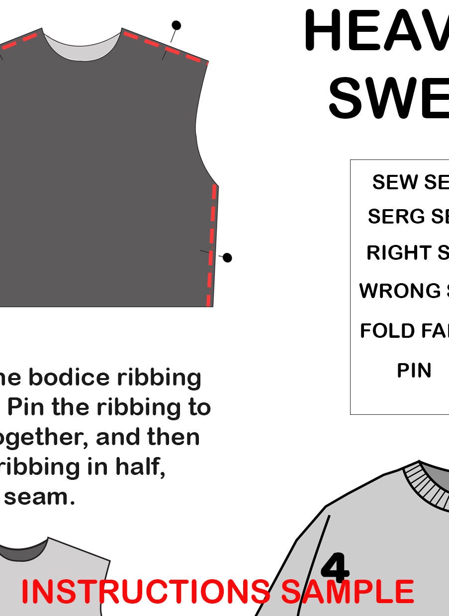 Oversized Sweatshirt PDF Sewing Pattern, Custom Crewneck Design, DIY ...