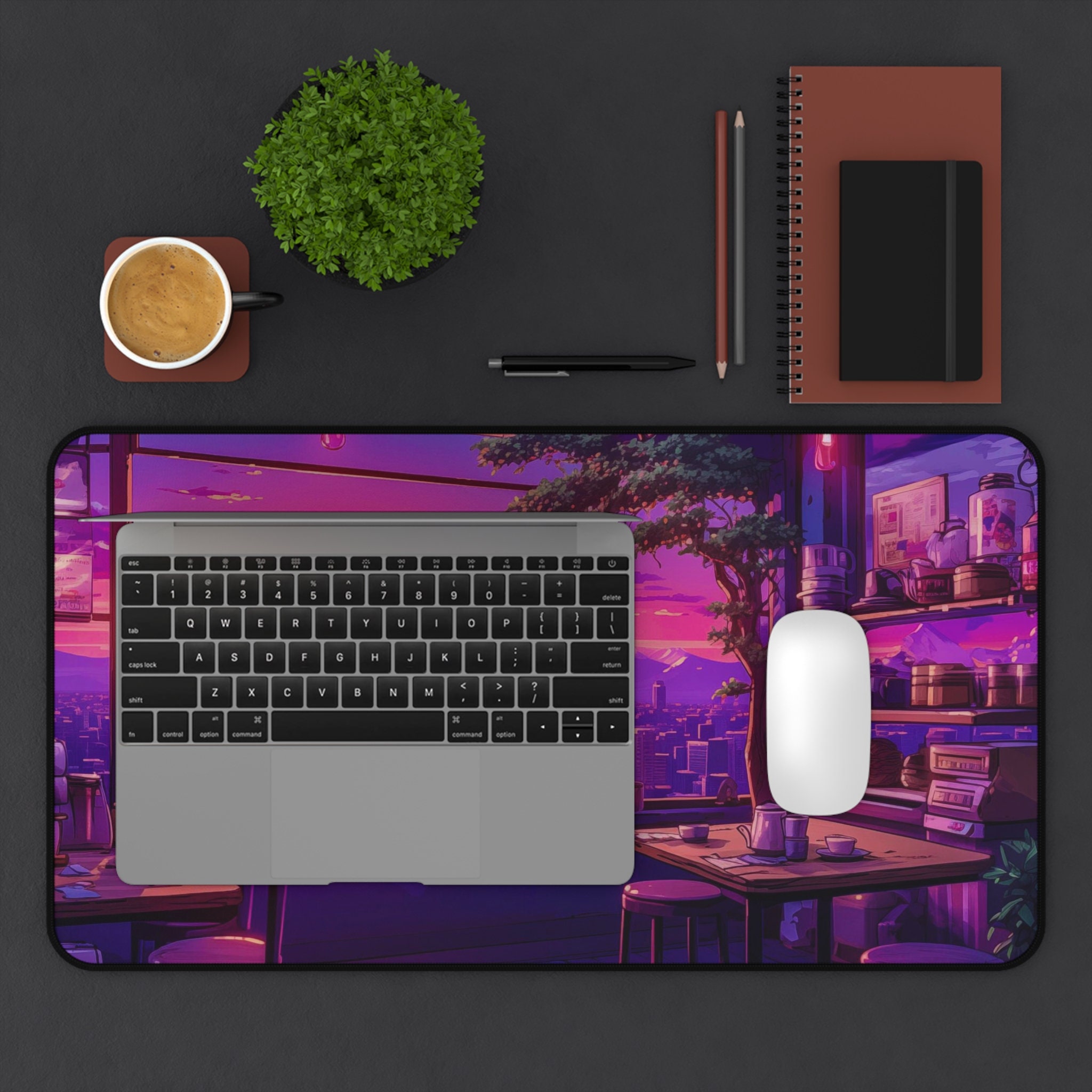 Tokyo Skyline Computer Mat Lofi Cafe Anime Minimalistic Mouse Pad XL ...