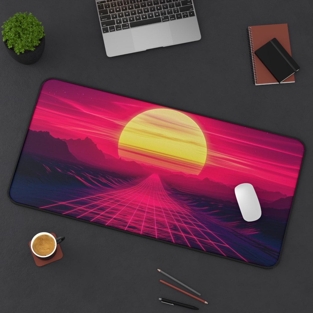 Vaporwave Deskmat Cyber Retro Mouse Pad XXL, Synthwave Deskpad ...