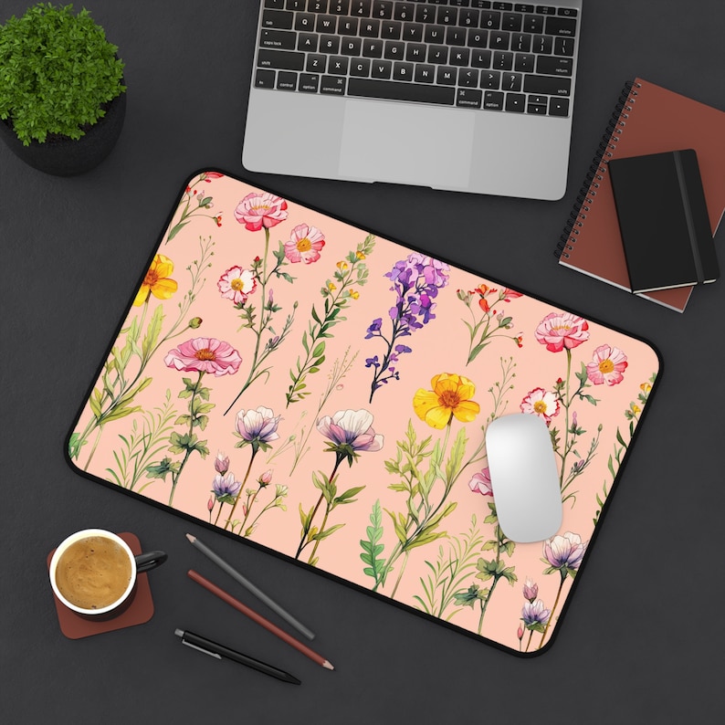 Cottagecore Mousepad Floral Desk Mat Vintage Pressed Flower Mouse Pad ...