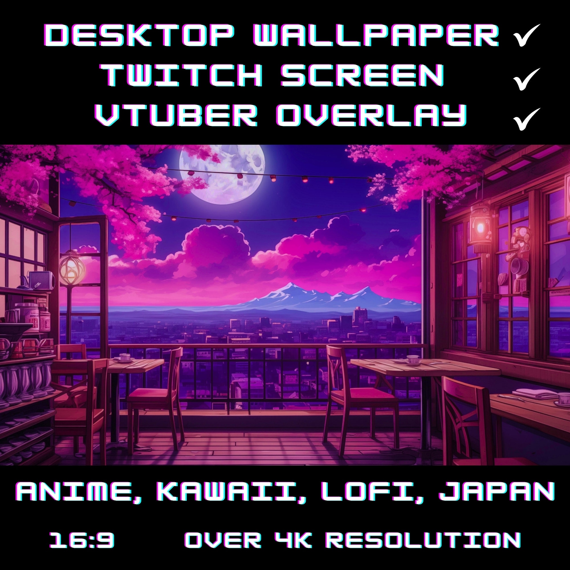 Lofi Wallpaper Desktop Background Japanese, Moon Vtuber Background ...