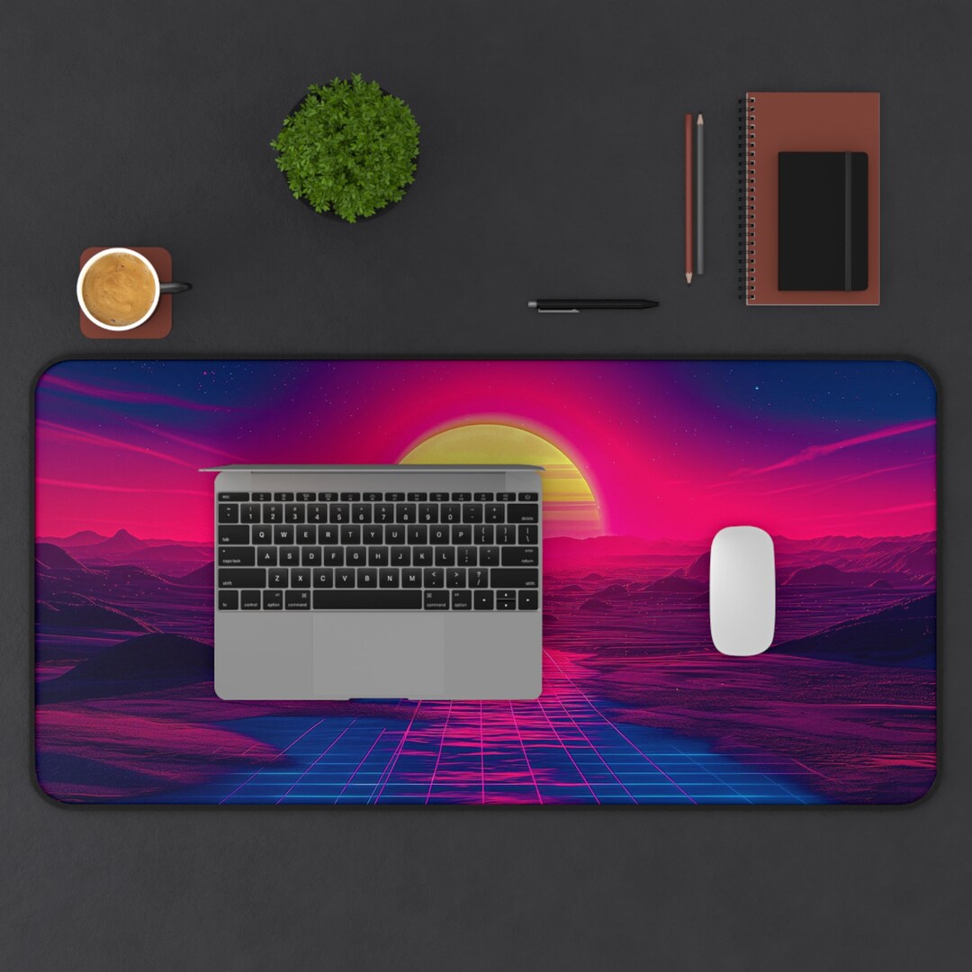 Retrowave Deskmat Vaporwave Mousepad Gridline, Cyber Retro Mouse Pad ...
