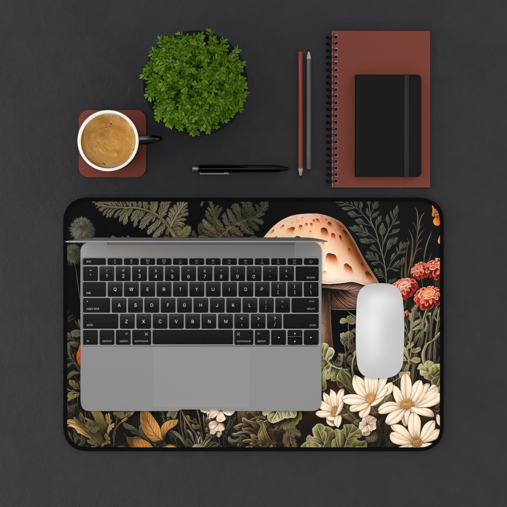Mushroom Mousepad Dark Cottagecore Desk Mat, Wicca Mouse Pad Botanical ...