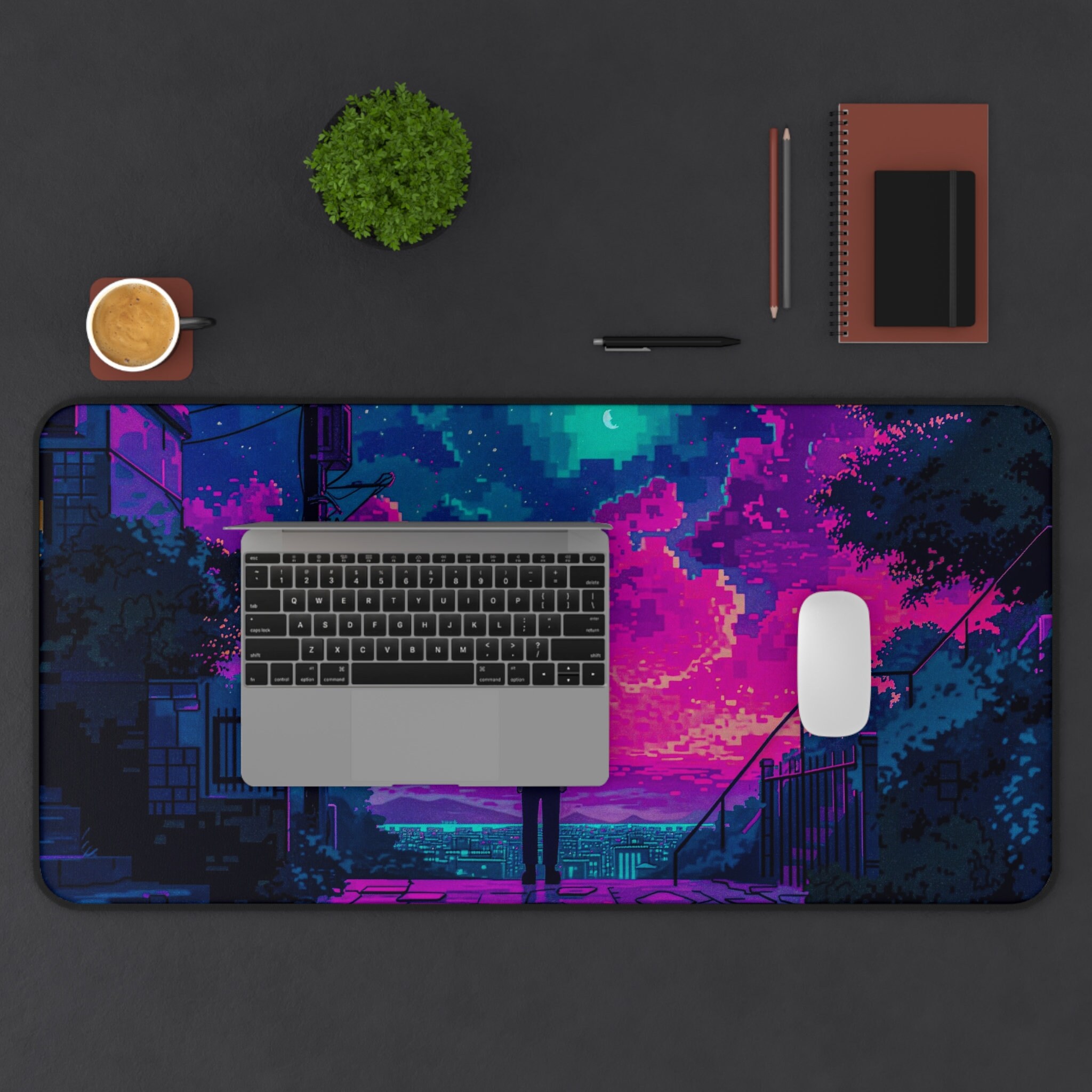 Mousepad Vaporwave Pixel Art Deskmat 8 Bit, Track Pad 80s 90s Synthwave ...