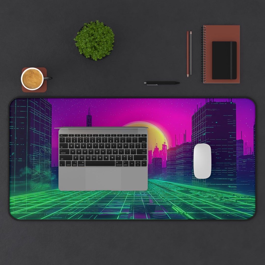 Cyber Retro Mouse Pad XXL Desk Mat Vaporwave, Synthwave Deskmat ...