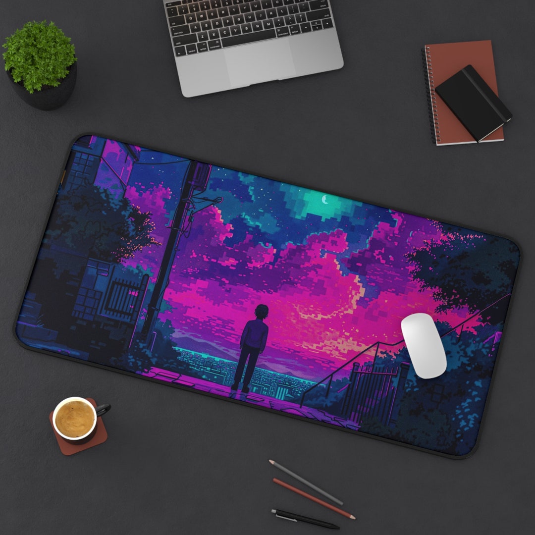 Mousepad Vaporwave Pixel Art Deskmat 8 Bit, Track Pad 80s 90s Synthwave ...