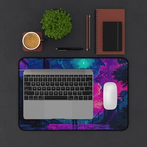 Mousepad Vaporwave Pixel Art Deskmat 8 Bit, Track Pad 80s 90s Synthwave ...