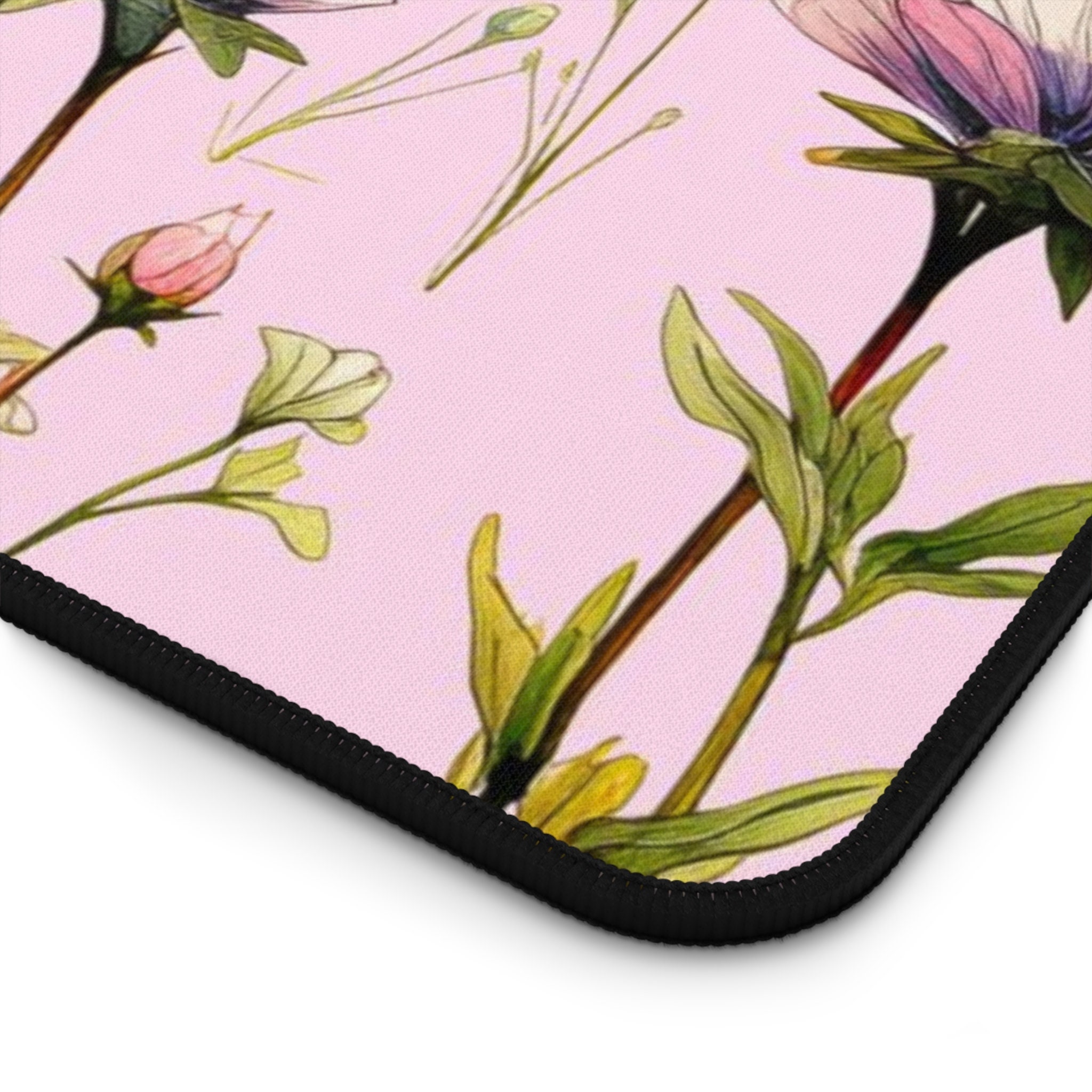 Floral Desk Mat Cottagecore Mousepad Pressed Wildflower Art Watercolor ...