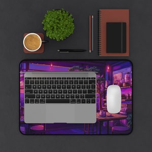 Tokyo Skyline Computer Mat Lofi Cafe Anime Minimalistic Mouse Pad XL ...