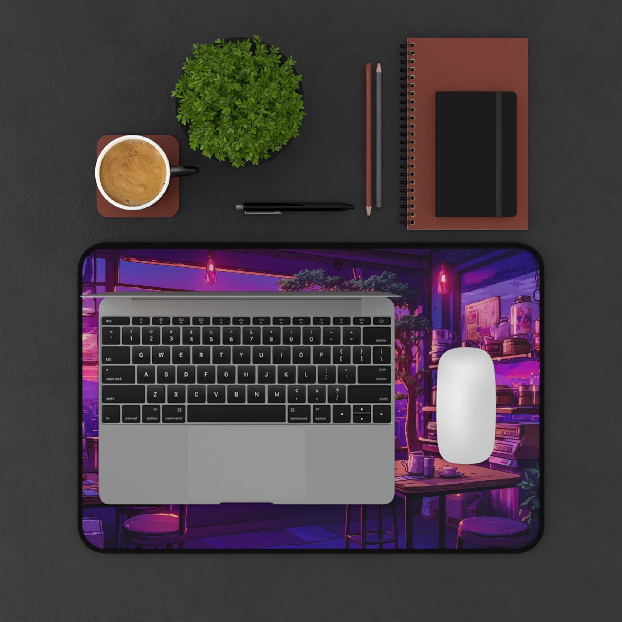 Tokyo Skyline Computer Mat Lofi Cafe Anime Minimalistic Mouse Pad XL ...
